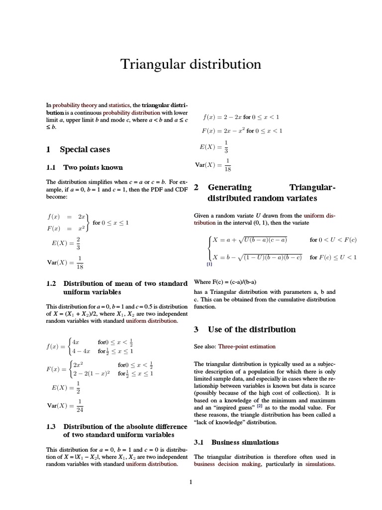 Triangular Distribution Properties | PDF | Probability Distribution ...