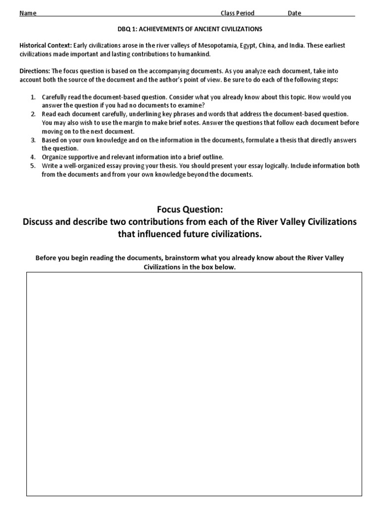 River Valley Civilizations DBQ | PDF | Confucianism | Ancient Egypt