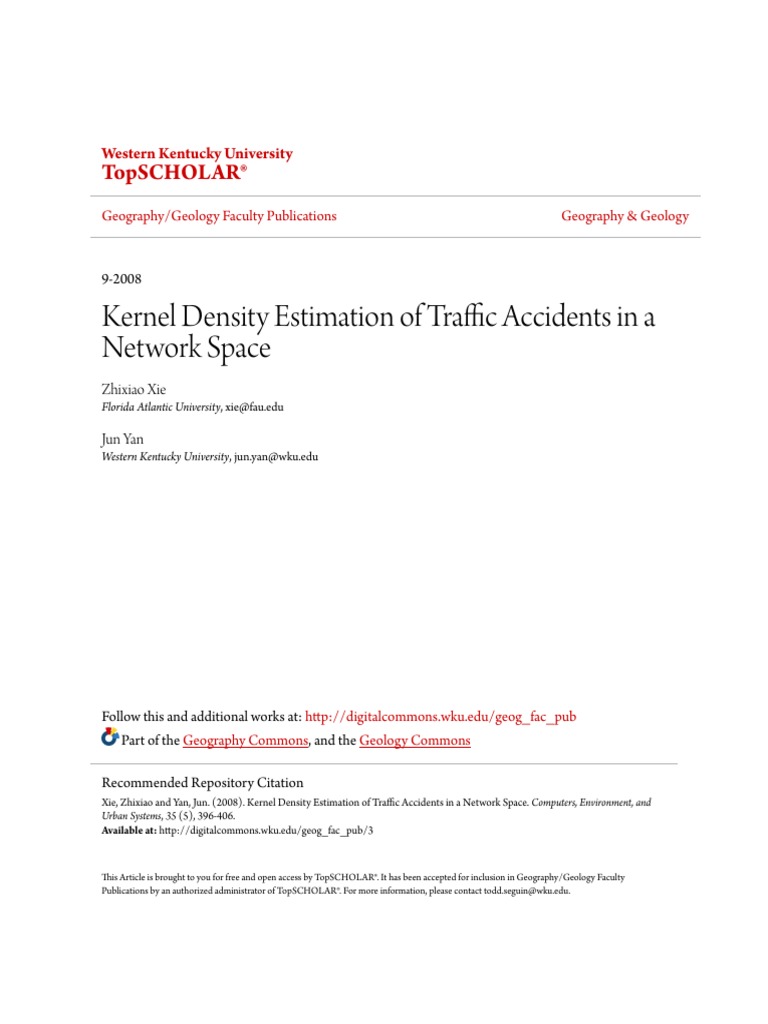 Kernel Density Estimation of Traffic Accidents in A Network Space | PDF ...