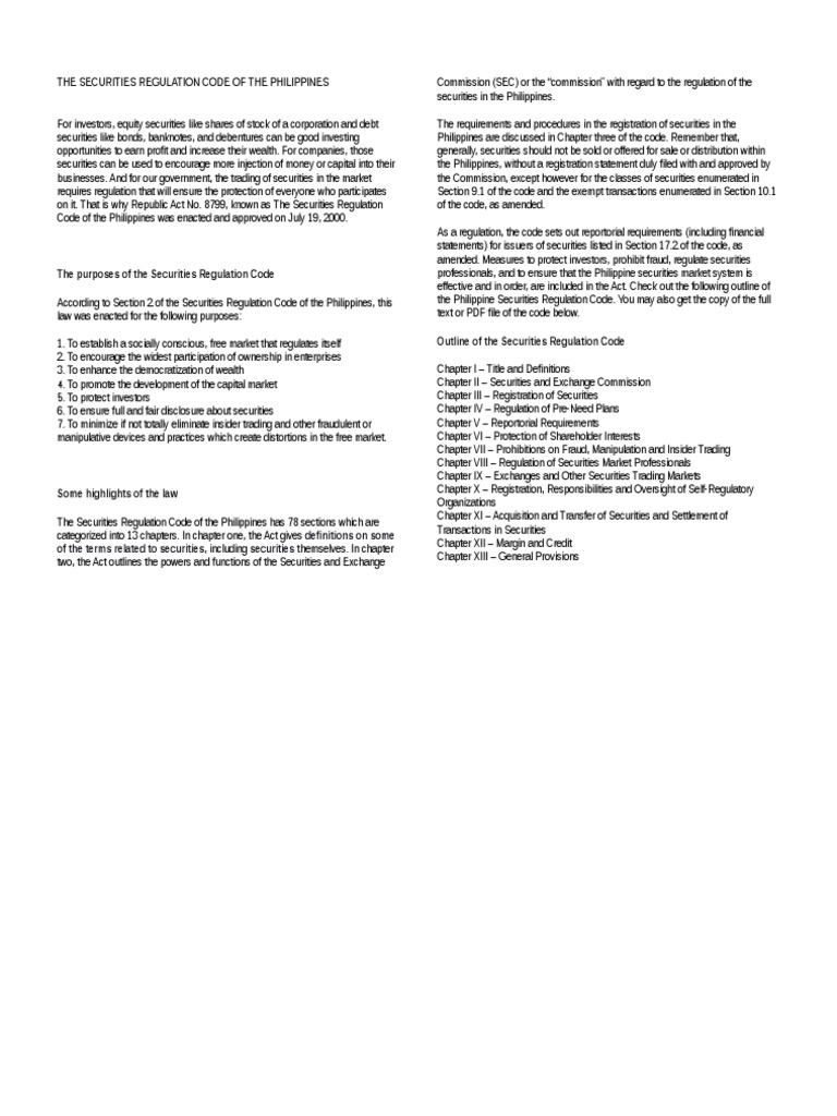 Ra 8799 | PDF | Securities (Finance) | U.S. Securities And Exchange ...