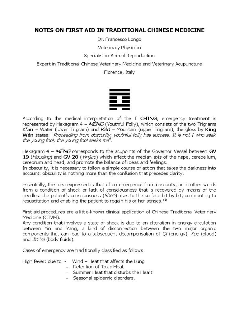 Notes On First Aid in TCM | PDF | Traditional Chinese Medicine ...