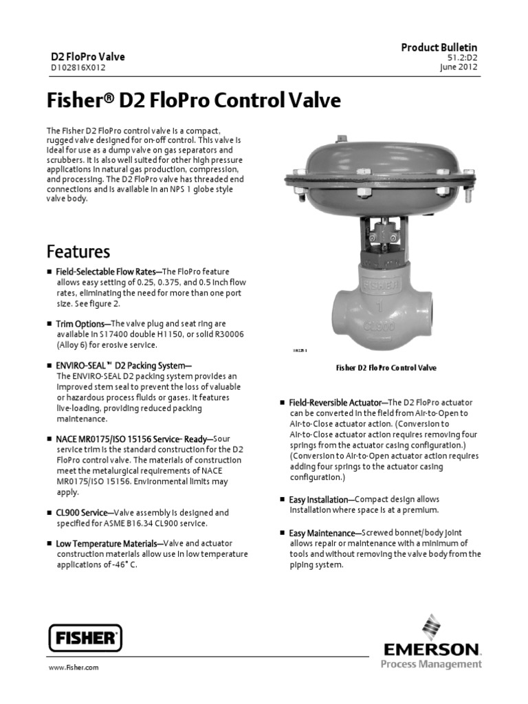 Fisher D2 FloPro Control Valve Overview | PDF | Valve | Actuator