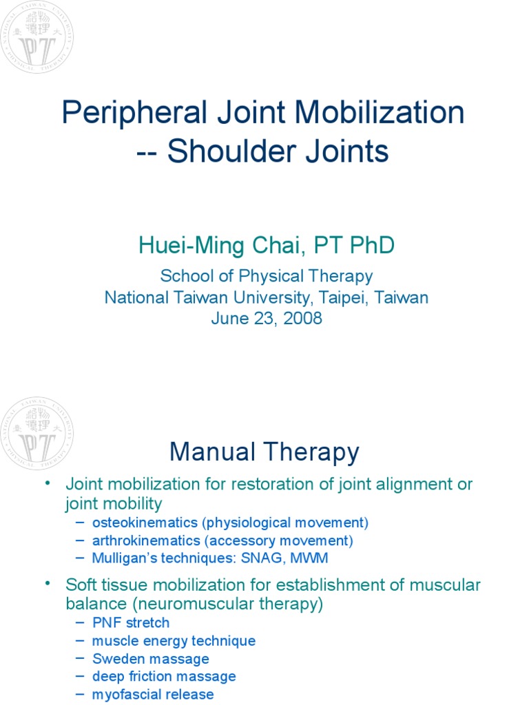 Joint Mobilization | PDF | Anatomical Terms Of Motion | Shoulder