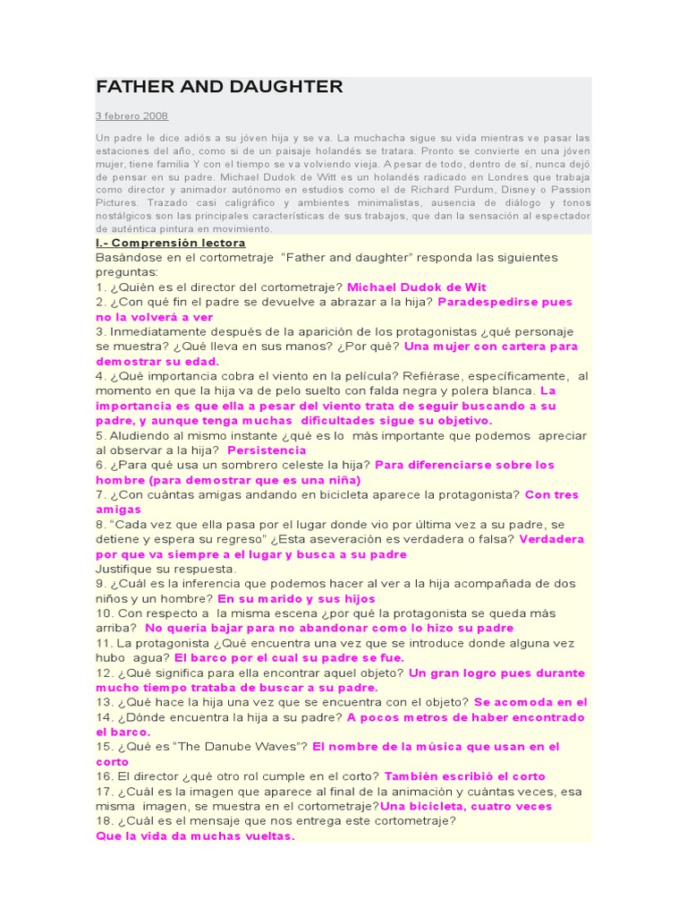 Análisis del cortometraje "Father and Daughter" | PDF | Ocio