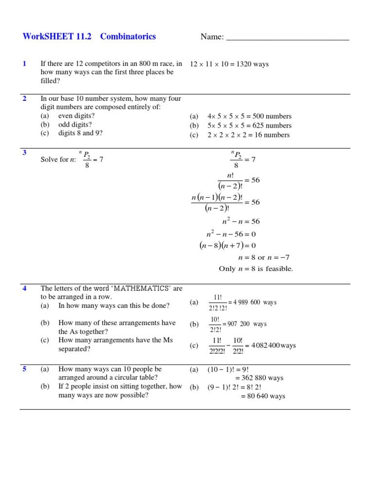 Chapter 11 Wkst2+Ans | PDF | Teaching Mathematics