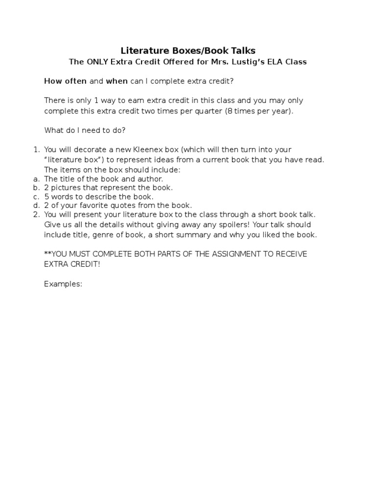 Literature Boxes/Book Talks | PDF