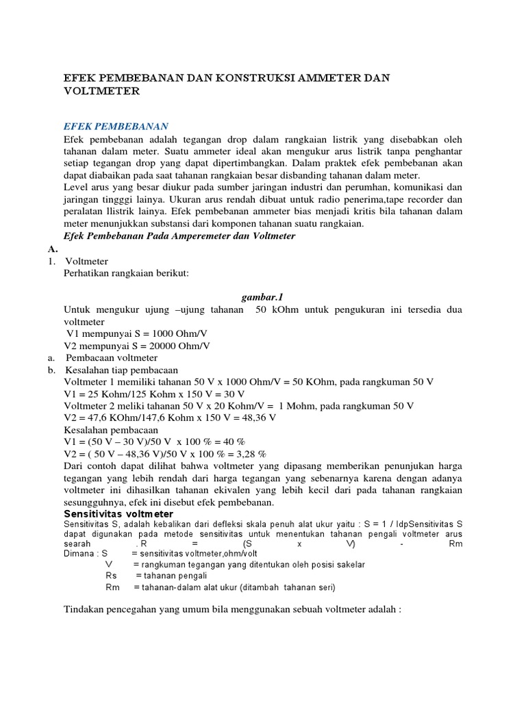 Efek Pembebanan Dan Konstruksi Ammeter Dan Voltmeter | PDF | Sains & Matematika