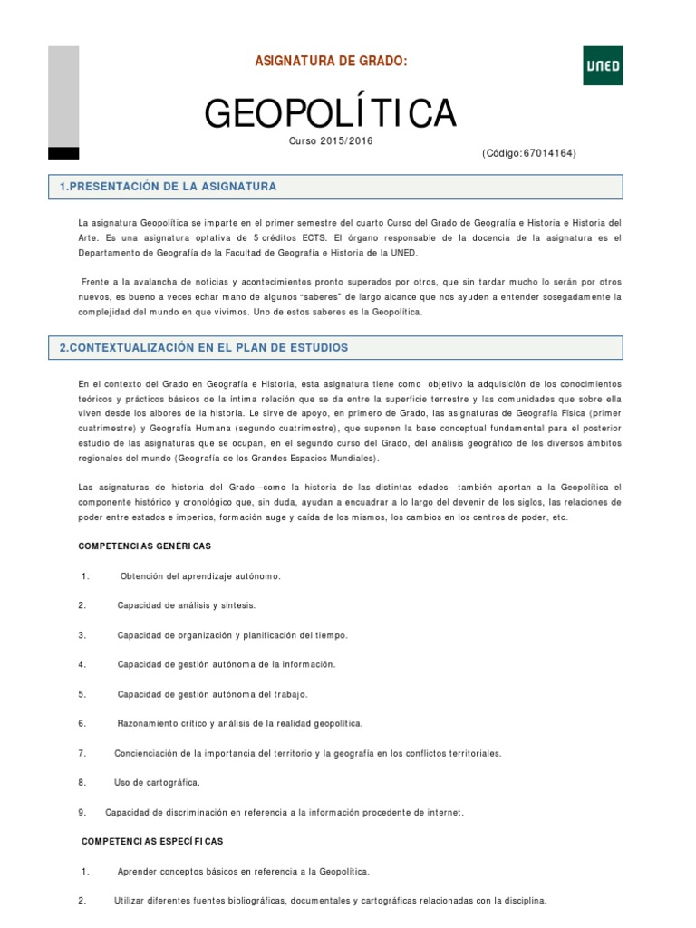 Geopolitica Guia. | PDF | Geopolítica | Prueba (evaluación)