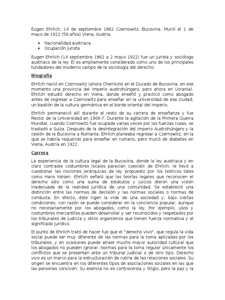 Eugen Ehrlich y el Derecho Vivo | PDF | Teorías sociológicas | Virtud
