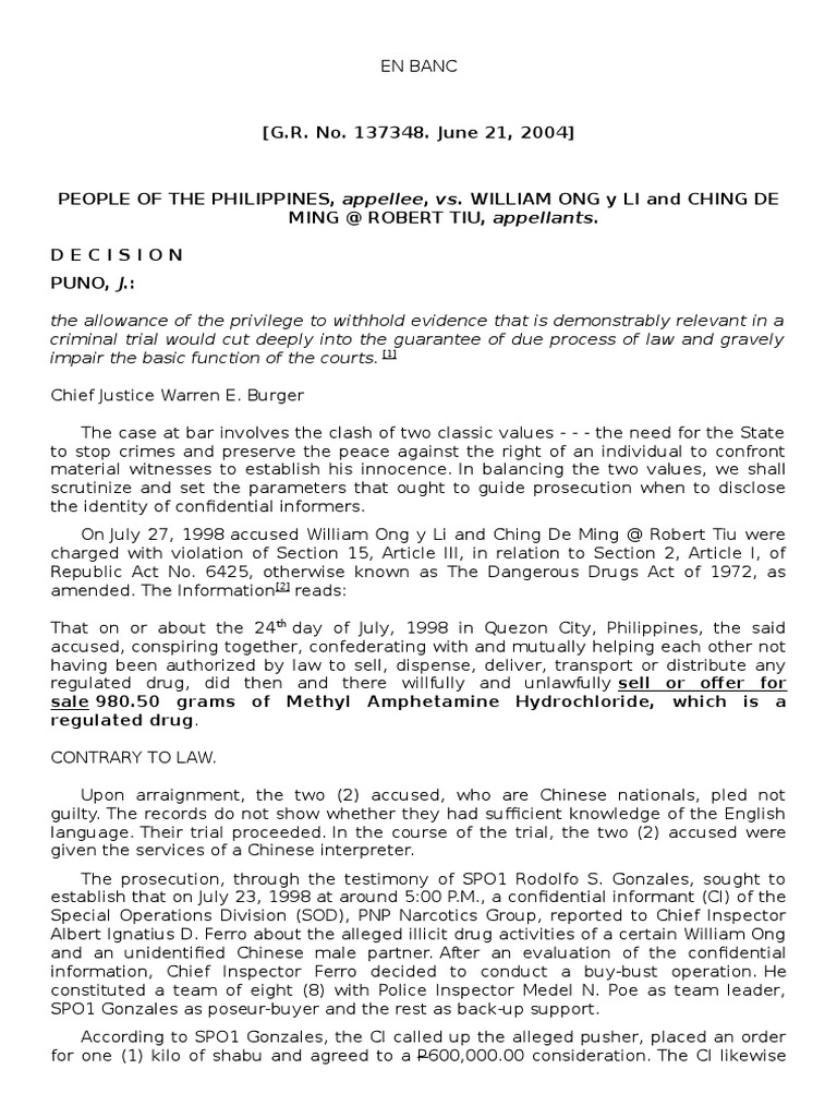 People Vs Ong | PDF | Arraignment | Entrapment