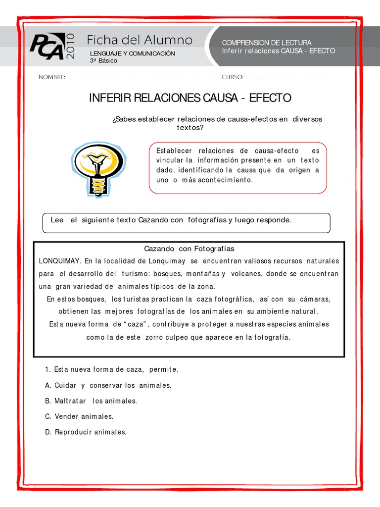 10 Inferir Relaciones Causa - Efecto PDF | PDF | Lectura (proceso ...