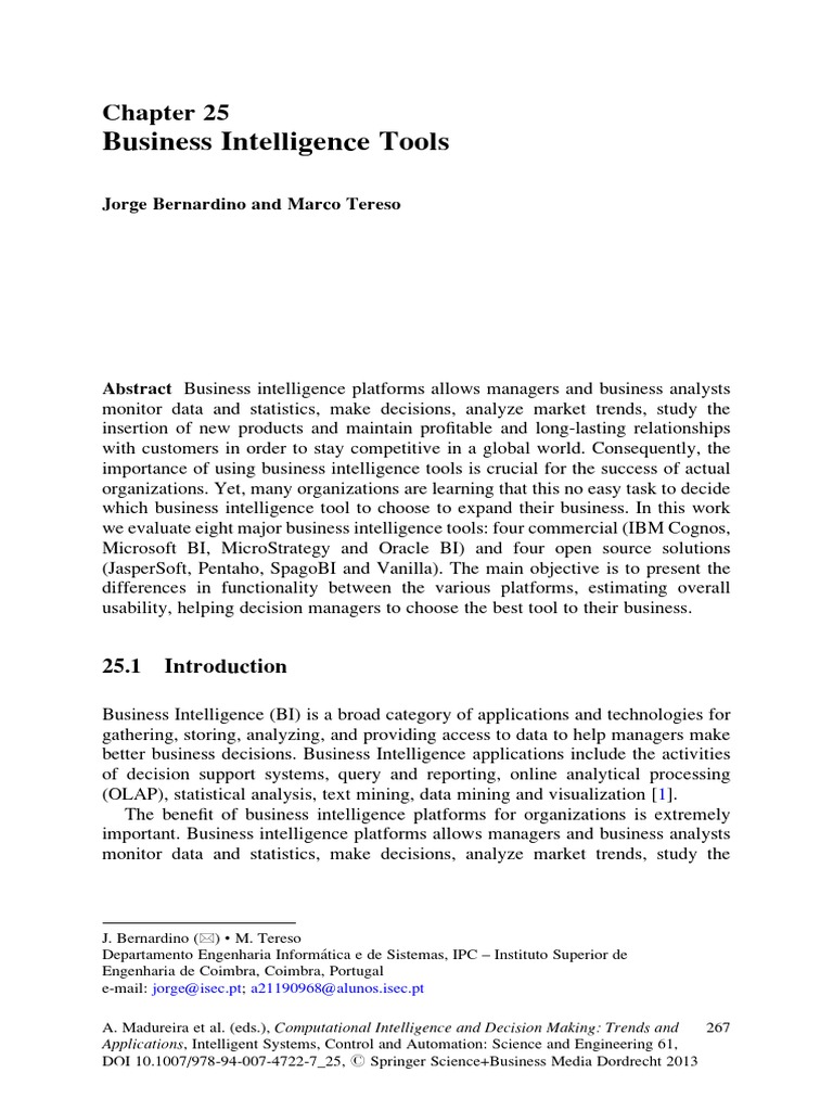 Comparing Business Intelligence Tools | PDF | Business Intelligence ...