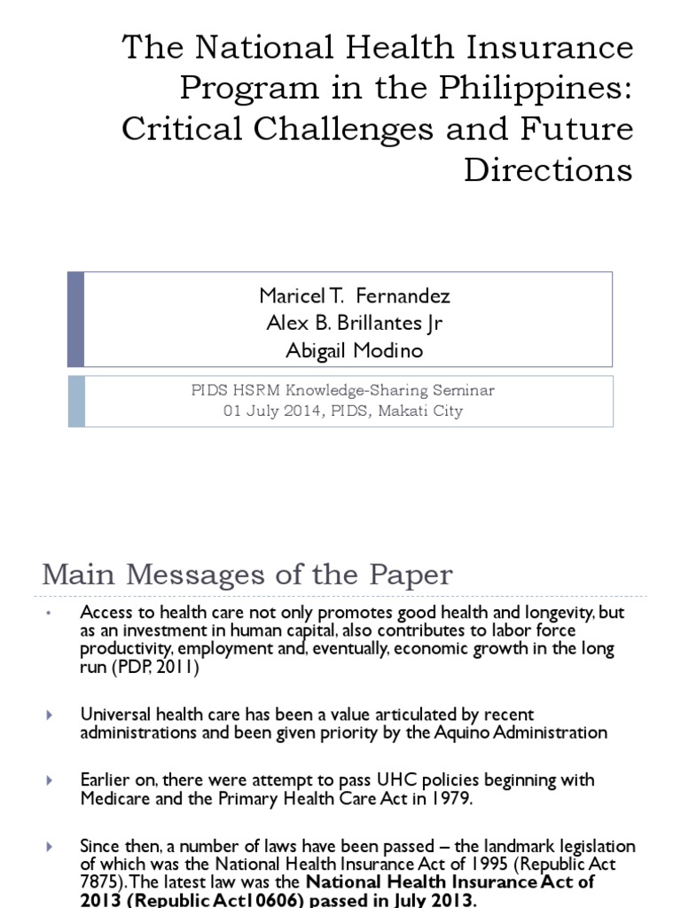 The National Health Insurance Program in The Philippines: Critical ...