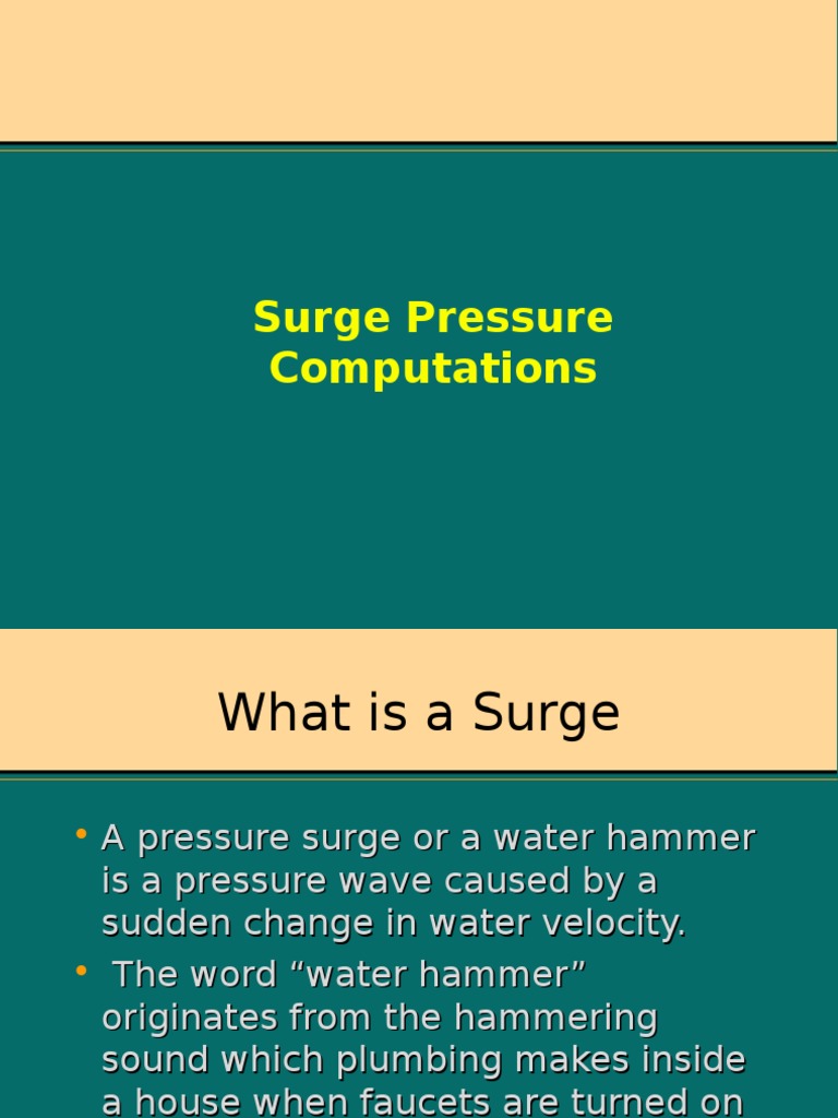 Surge Pressure Computations | PDF | Pipe (Fluid Conveyance) | Pressure