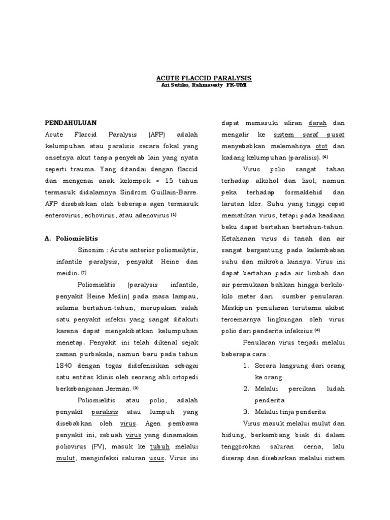 Acute Flaccid Paralysis PDF | PDF | Kesehatan Holistik