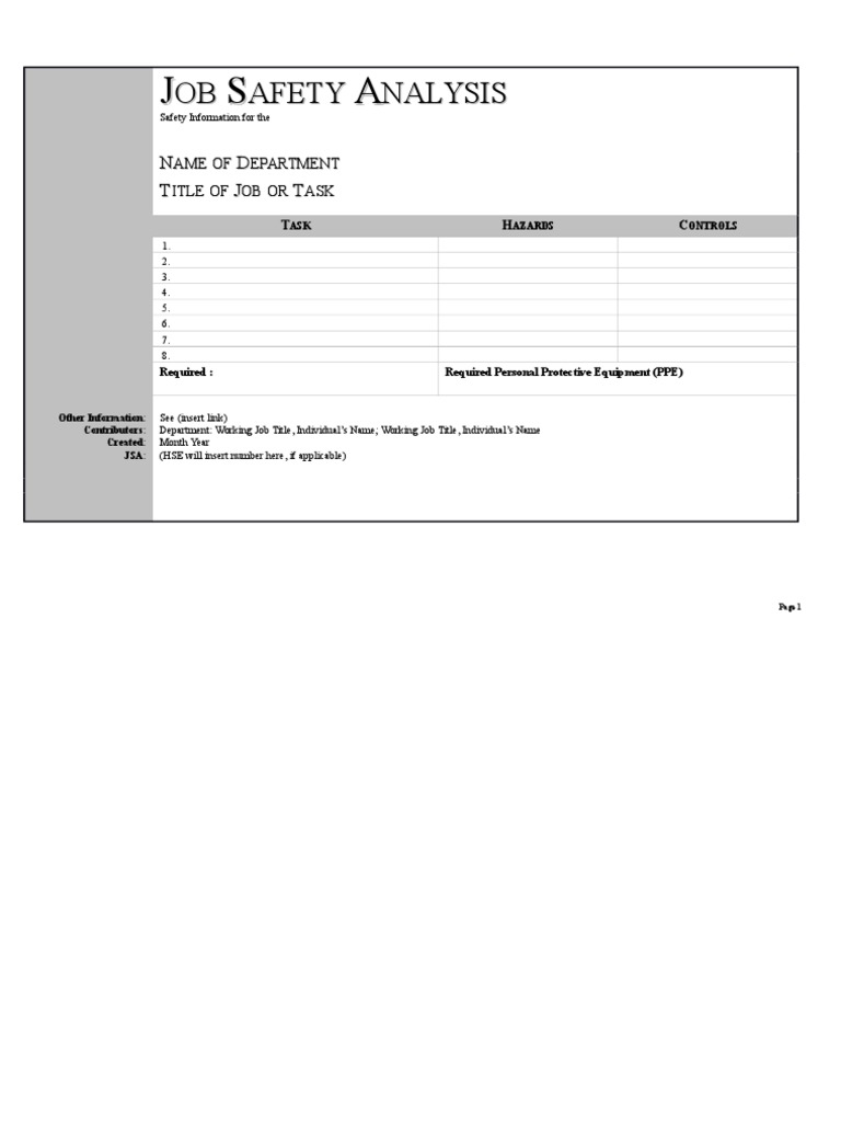 JSA Template v2 | PDF