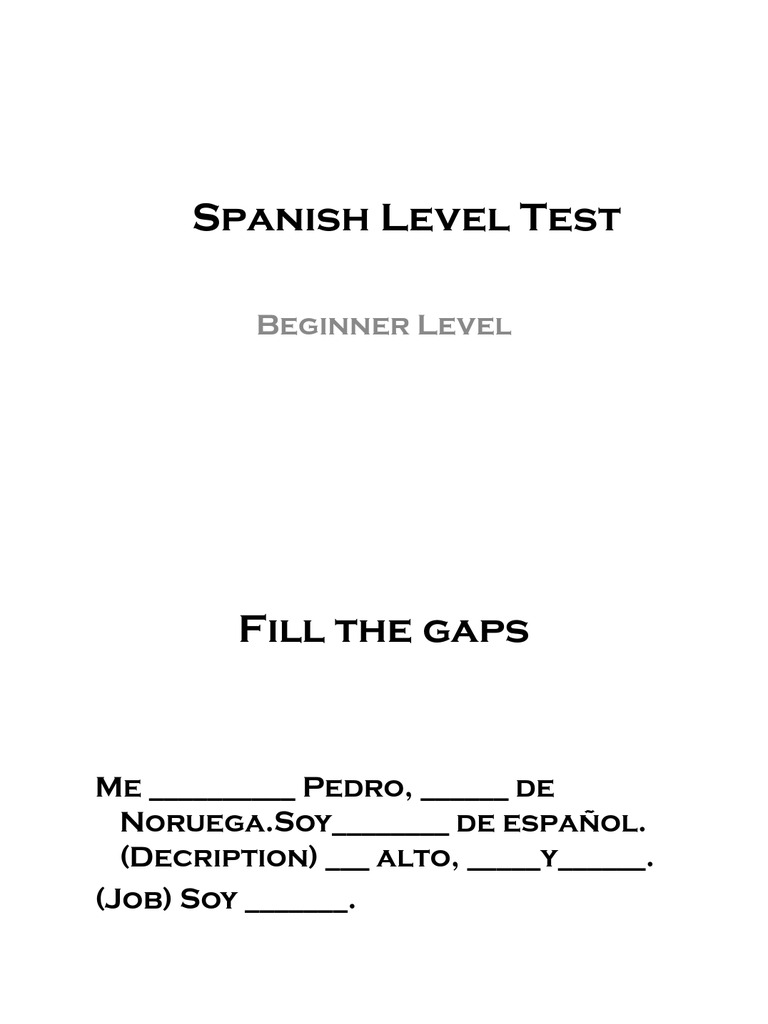 Spanish Level Test (Beginner) | PDF