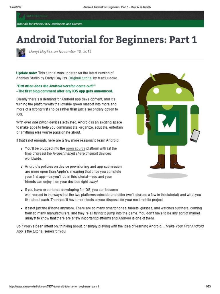Android Tutorial For Beginners - Part 1 - Ray Wenderlich | PDF | Android (Operating System ...