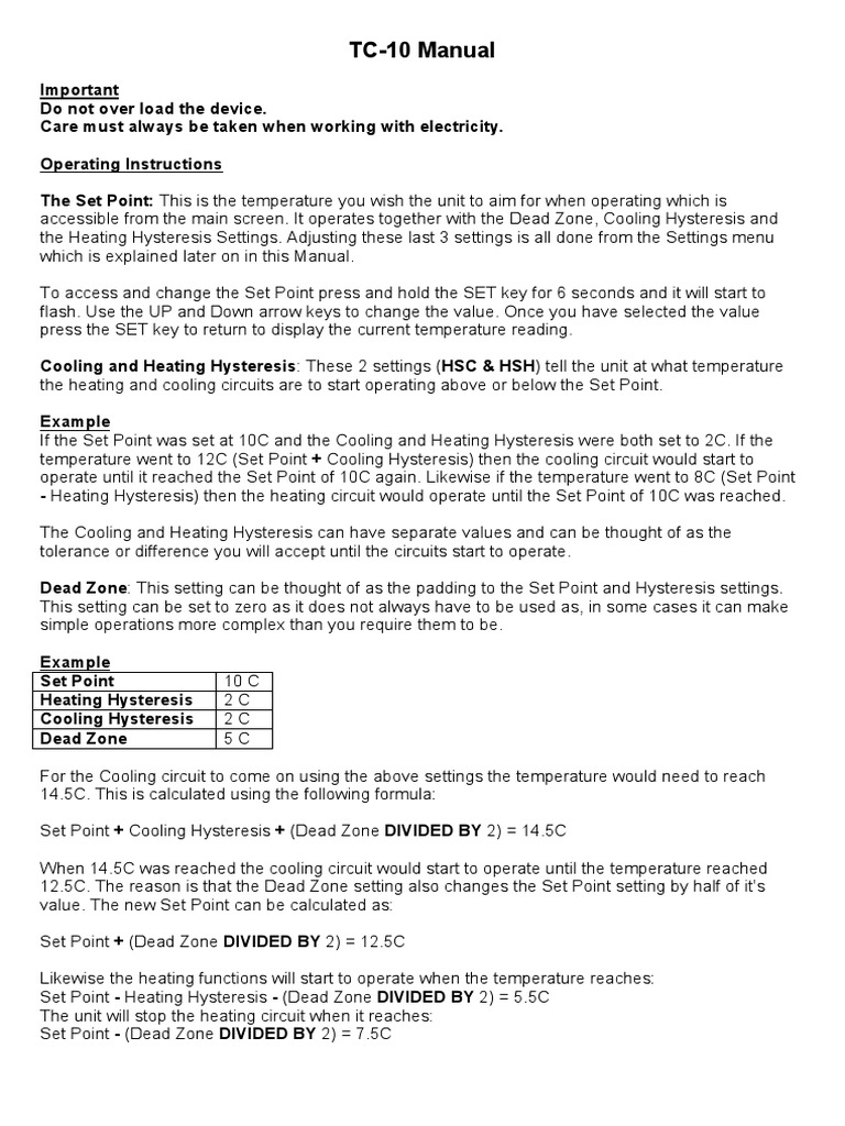Tc10 User Manual | PDF | Hysteresis | Temperature