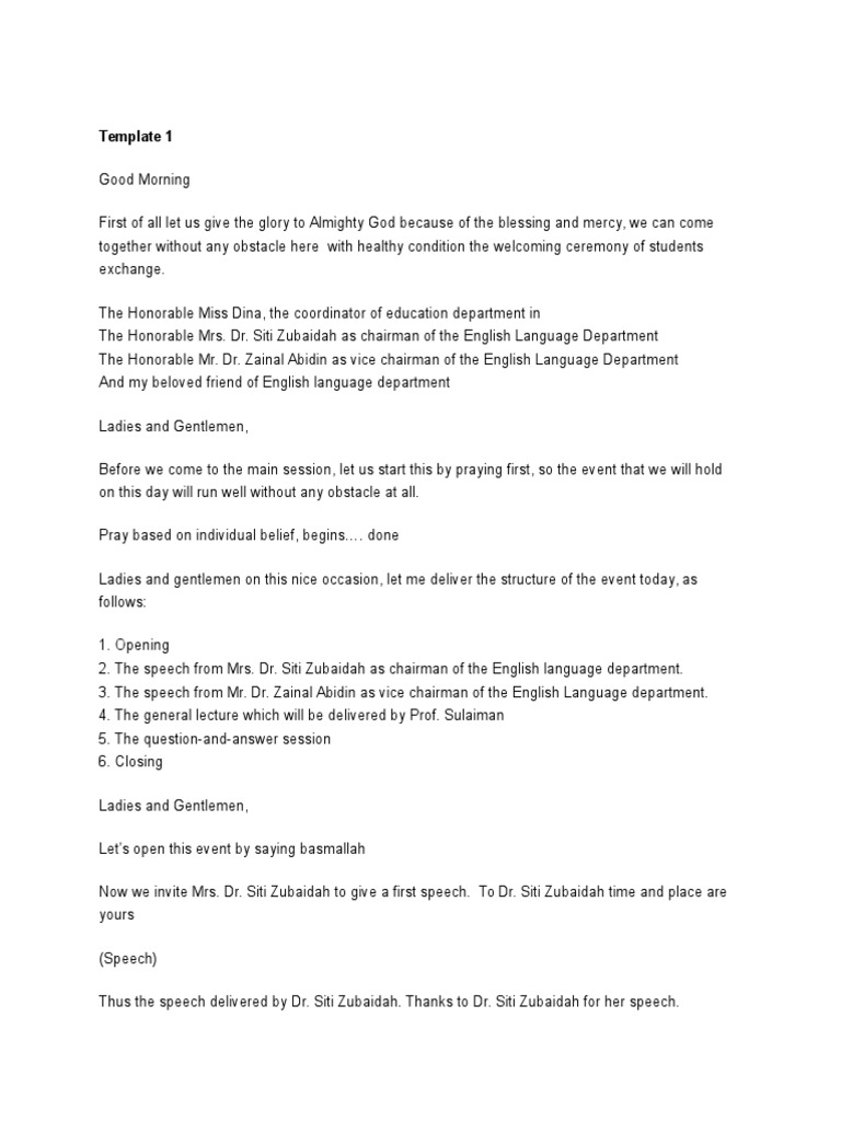 Template For Opening Ceremony | PDF | Quran | Islam