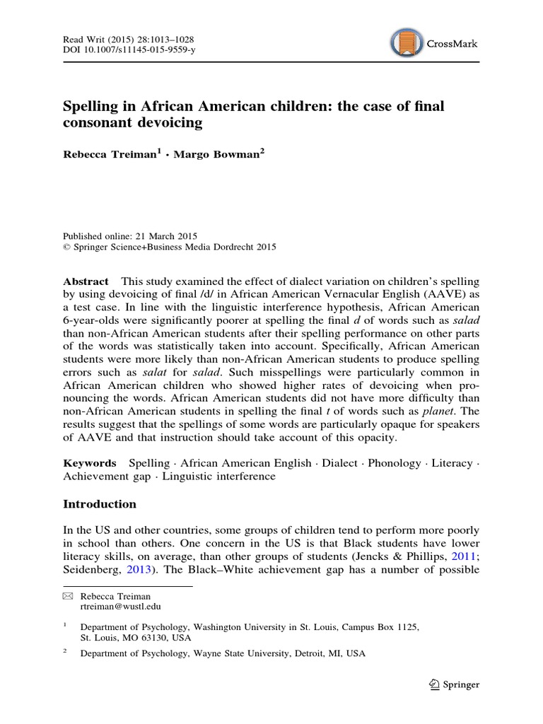 Spelling in AAVE | PDF | English Language | Dialect
