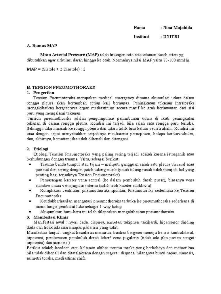 Rumus MAP dan Tension Pneumothoraks | PDF | Pengembangan Diri ...