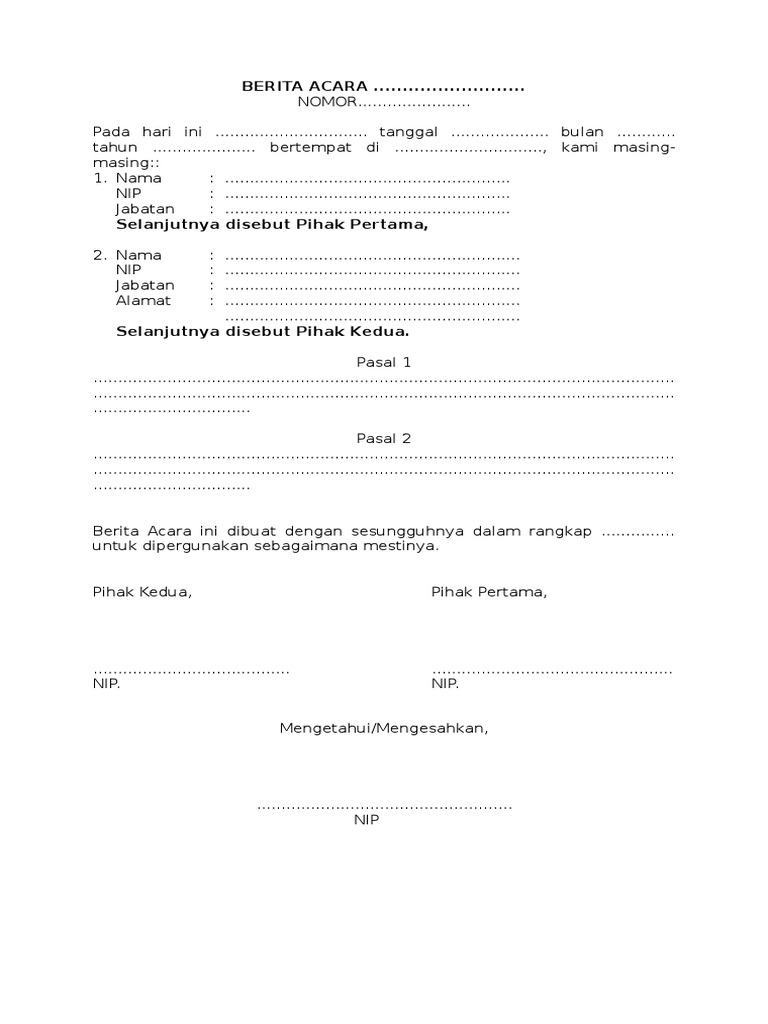 Template Berita Acara | PDF