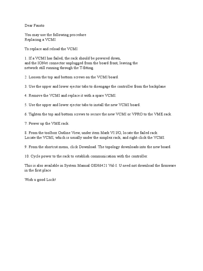 Vcmi Replacement | PDF