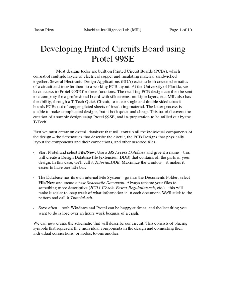 Protel Tutorial | PDF | Printed Circuit Board | Electronics
