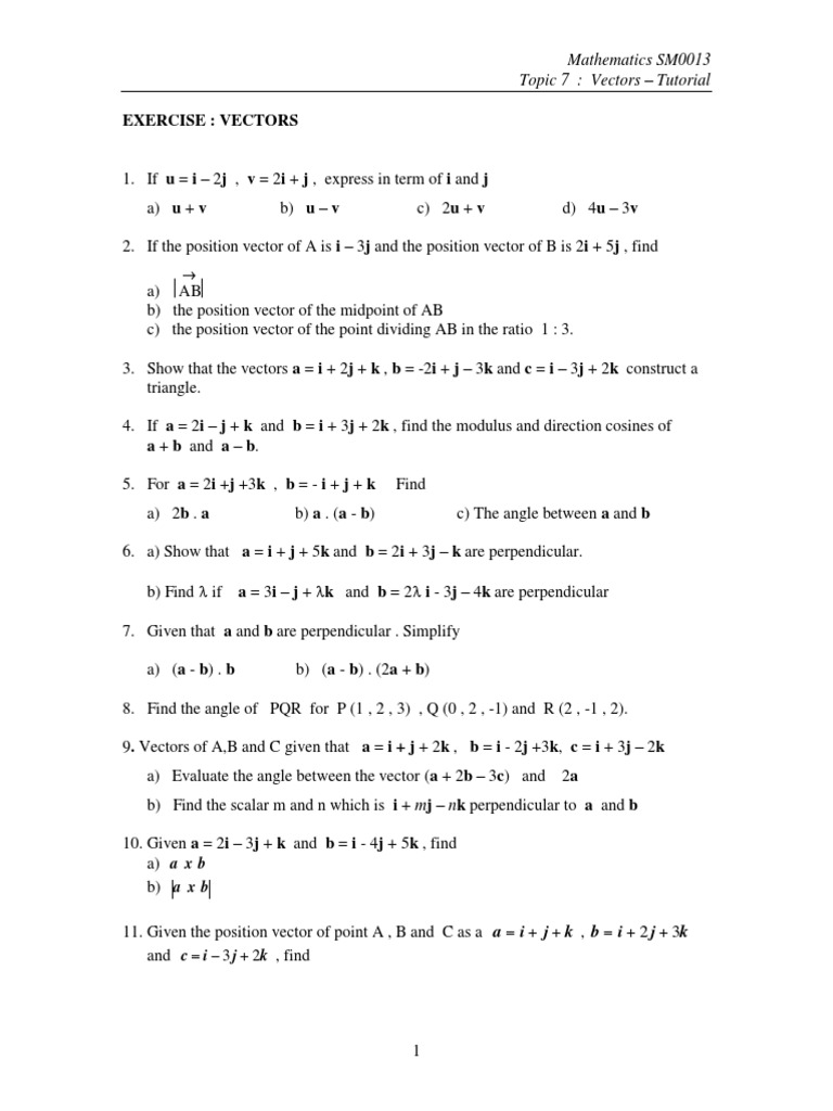 Vector Exercise | PDF