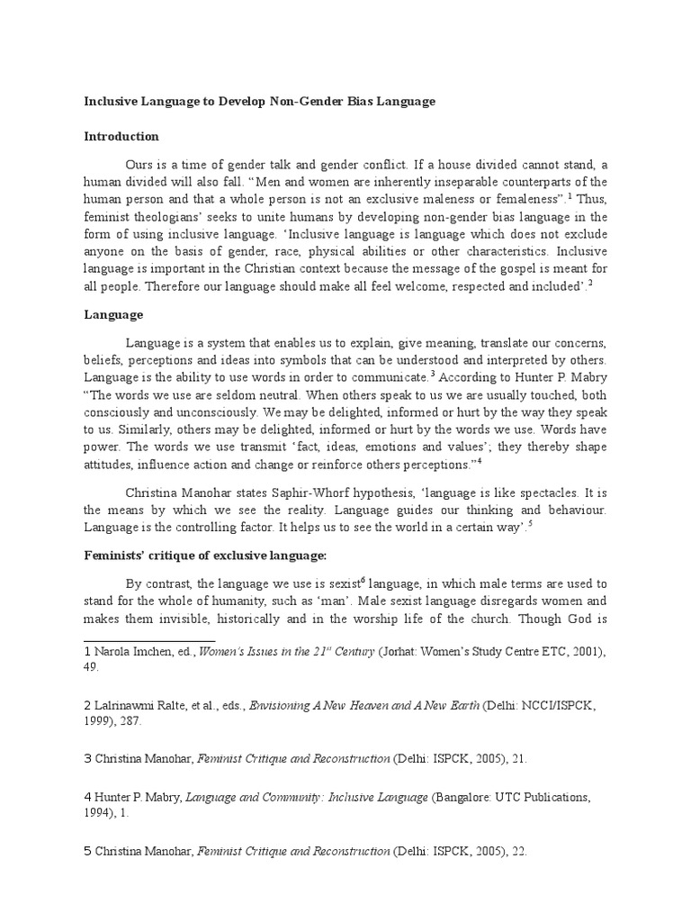 Inclusive Language To Develop Non-Gender Bias Language | PDF | Feminism ...