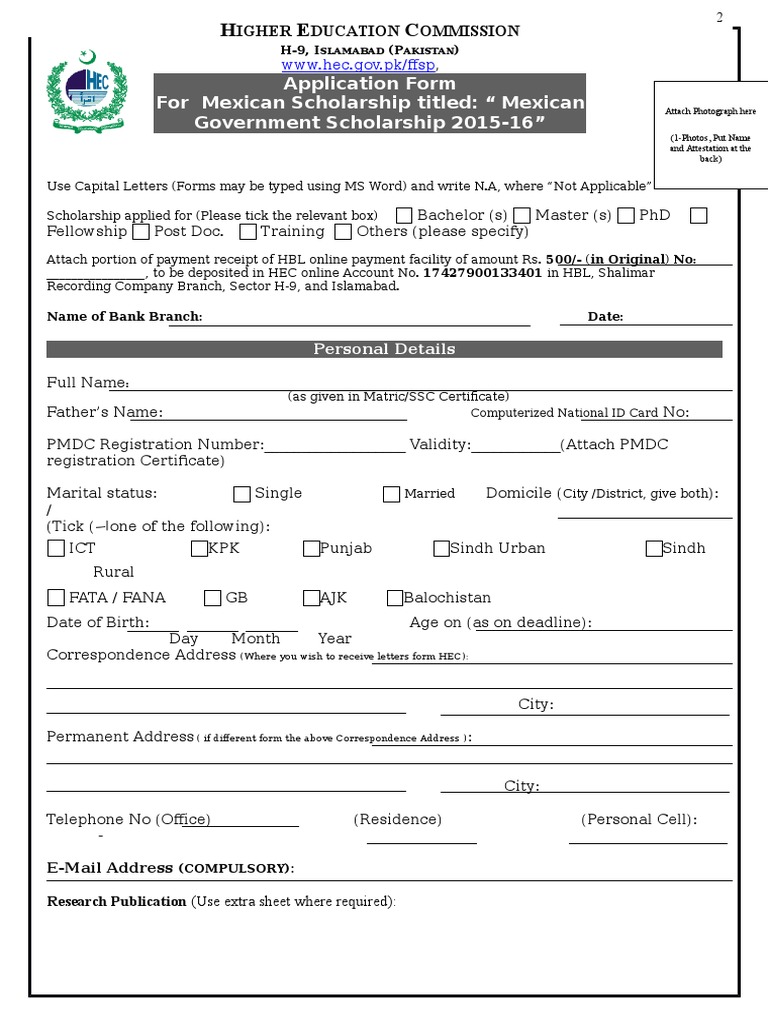 HEC Form For MEXICON | PDF | Doctor Of Philosophy | Government