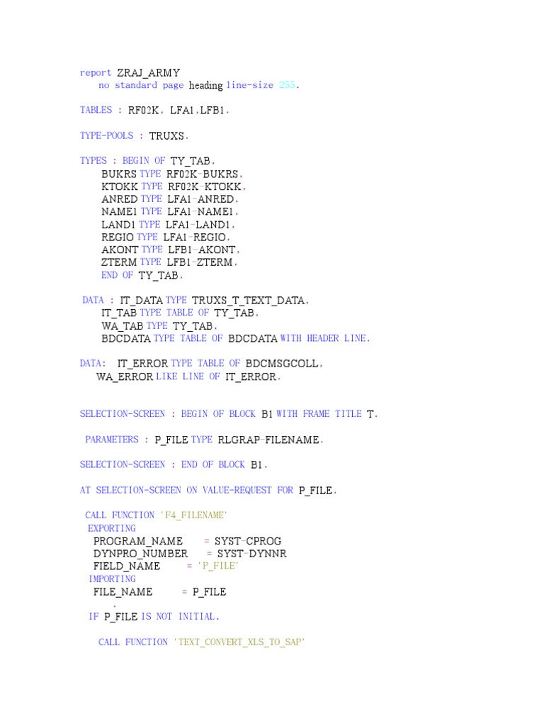 Call Transaction Using BDC (Fk01) | PDF | Computing | Computer Programming