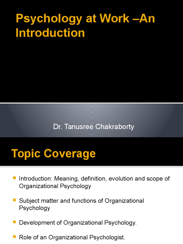 Psychology at Work | PDF | Industrial And Organizational Psychology ...