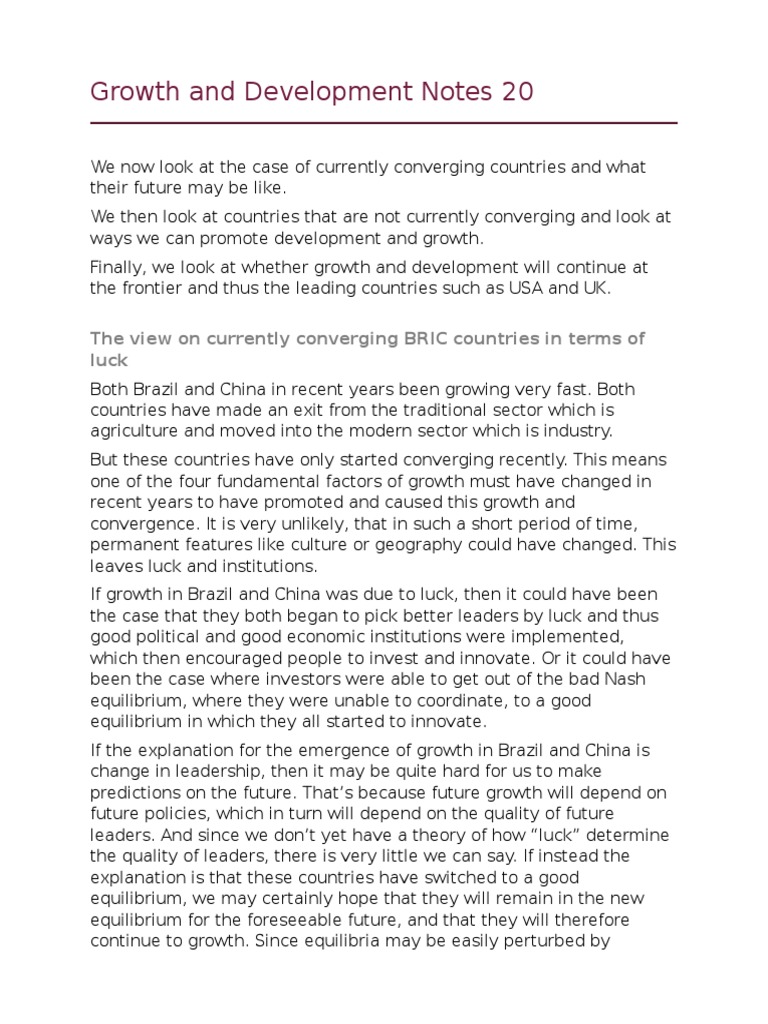 Growth and Development Notes 20 | PDF | Bric | Economic Growth
