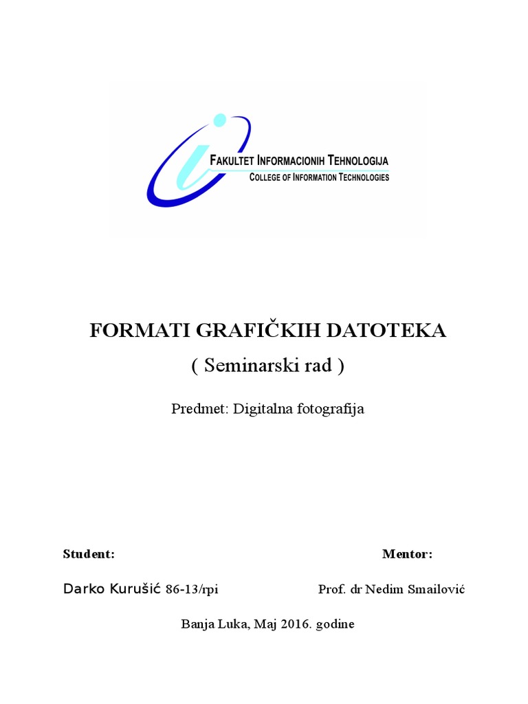 Darko Kurusic - Formati Grafickih Datoteka | PDF