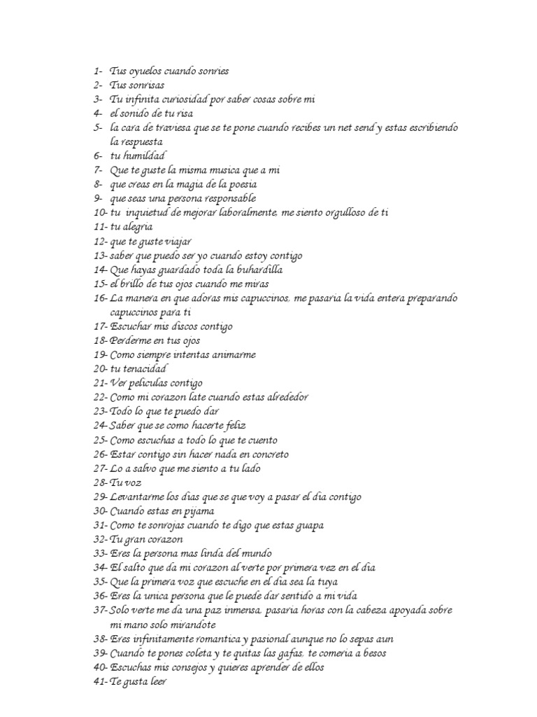 100 Cosas Que Amo de Ti | PDF | Poesía