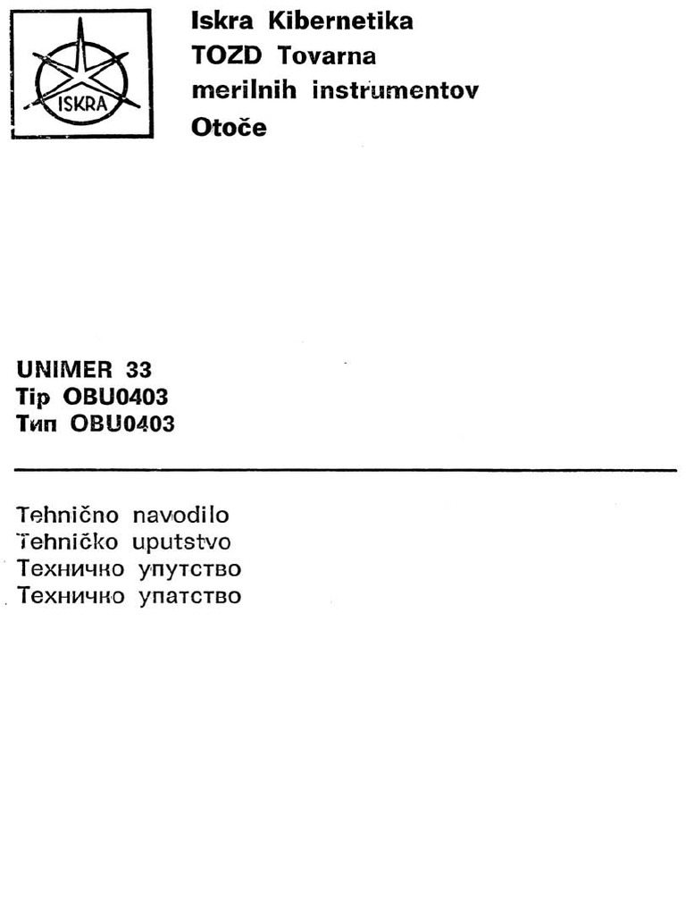 Iskra Unimer-33 Obu0403 | PDF