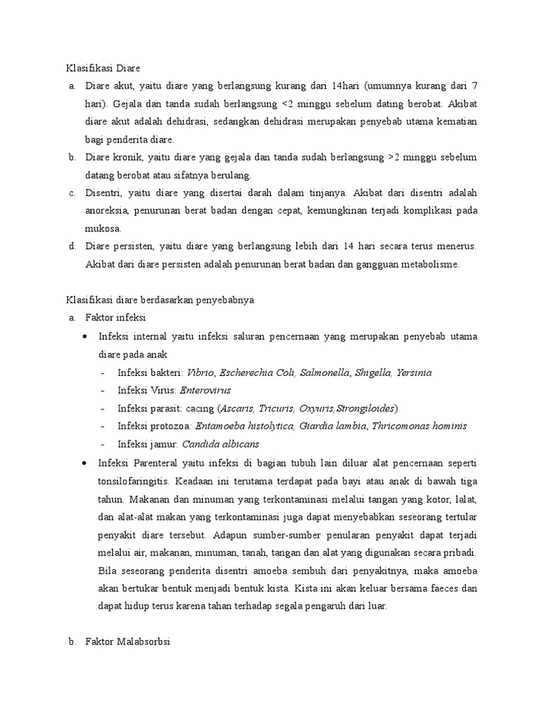 Klasifikasi Diare | PDF