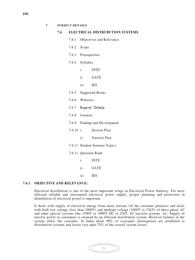 Electrical Distribution System | PDF | Electrical Impedance | Electric ...