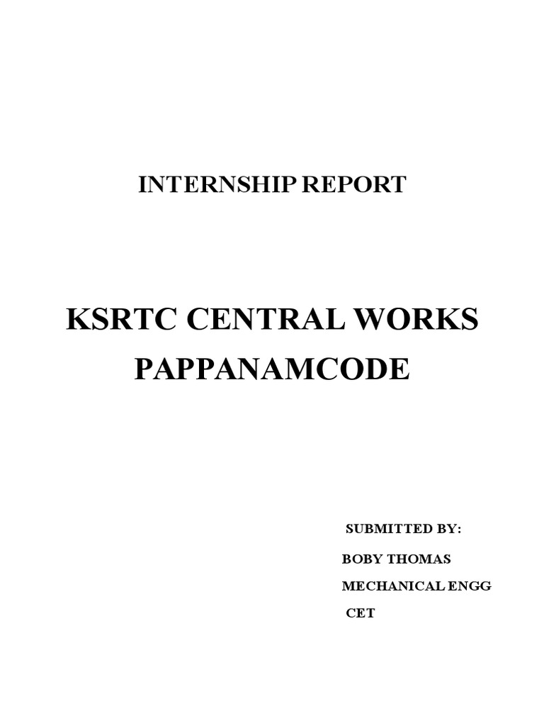 KSRTC Final Report | PDF | Internal Combustion Engine | Clutch