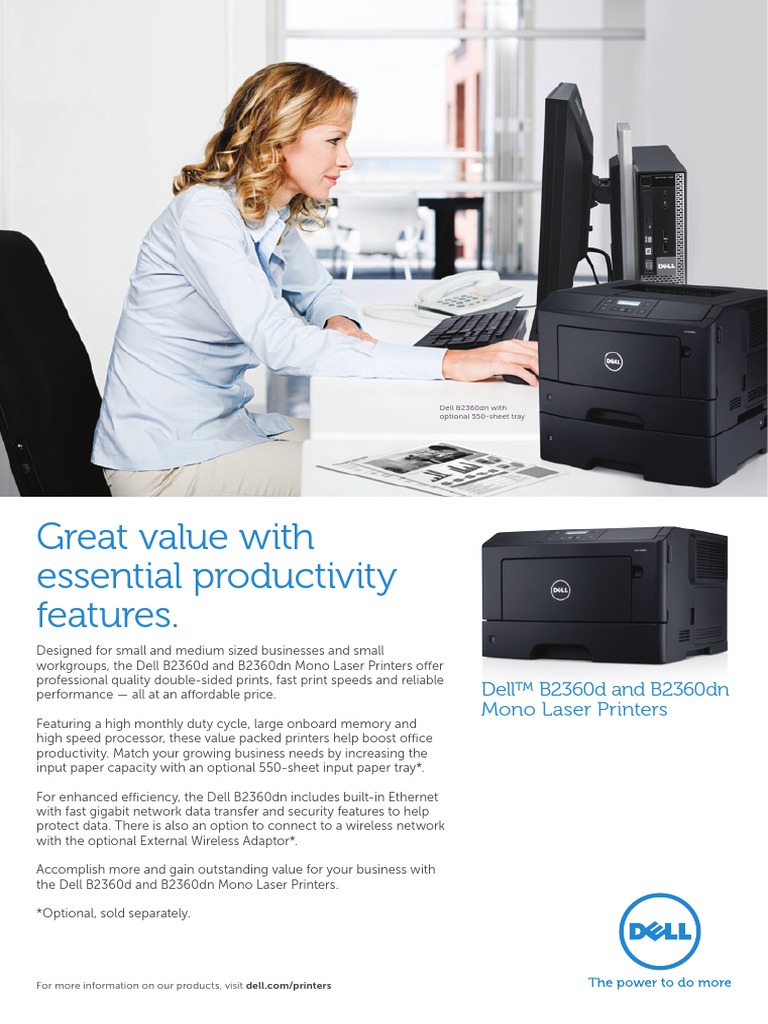 Dell Printer b2360dn Brochure | PDF | Printer (Computing) | Windows Xp