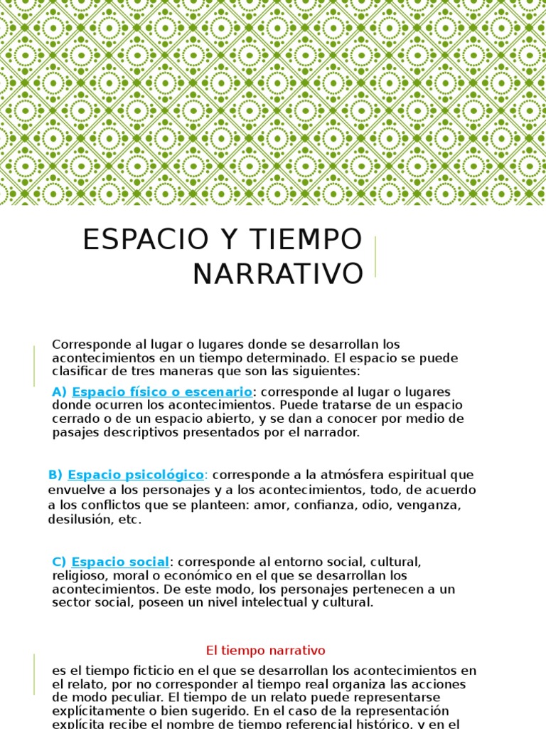 Espacio y Tiempo Narrativo | Hora | Narración