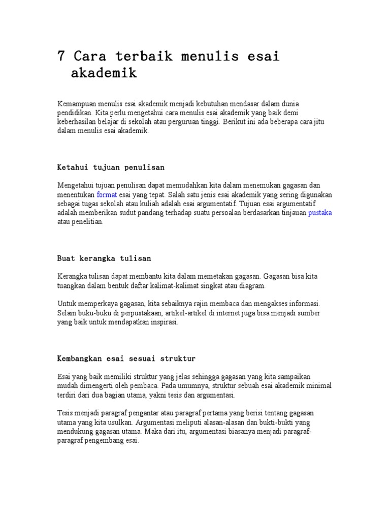 7 Cara Terbaik Menulis Esai Akademik | PDF
