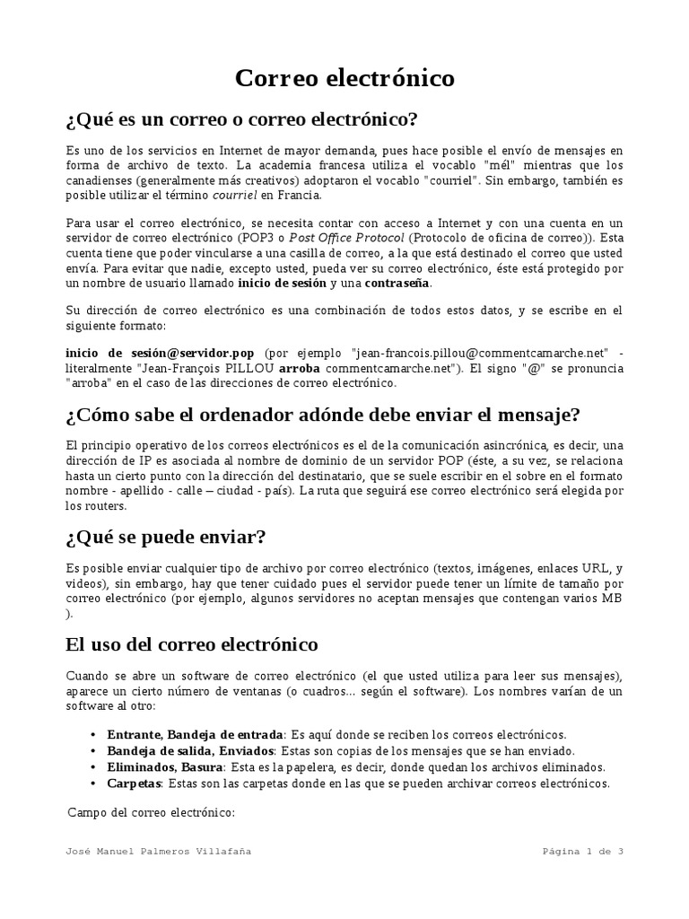Qué Es Un Correo o Correo Electrónico PDF | PDF | Correo electrónico ...