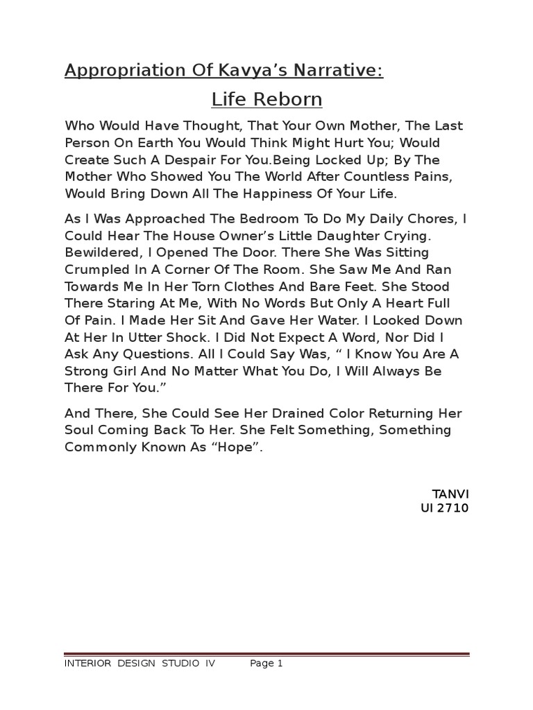 Life Reborn: Appropriation of Kavya's Narrative | PDF