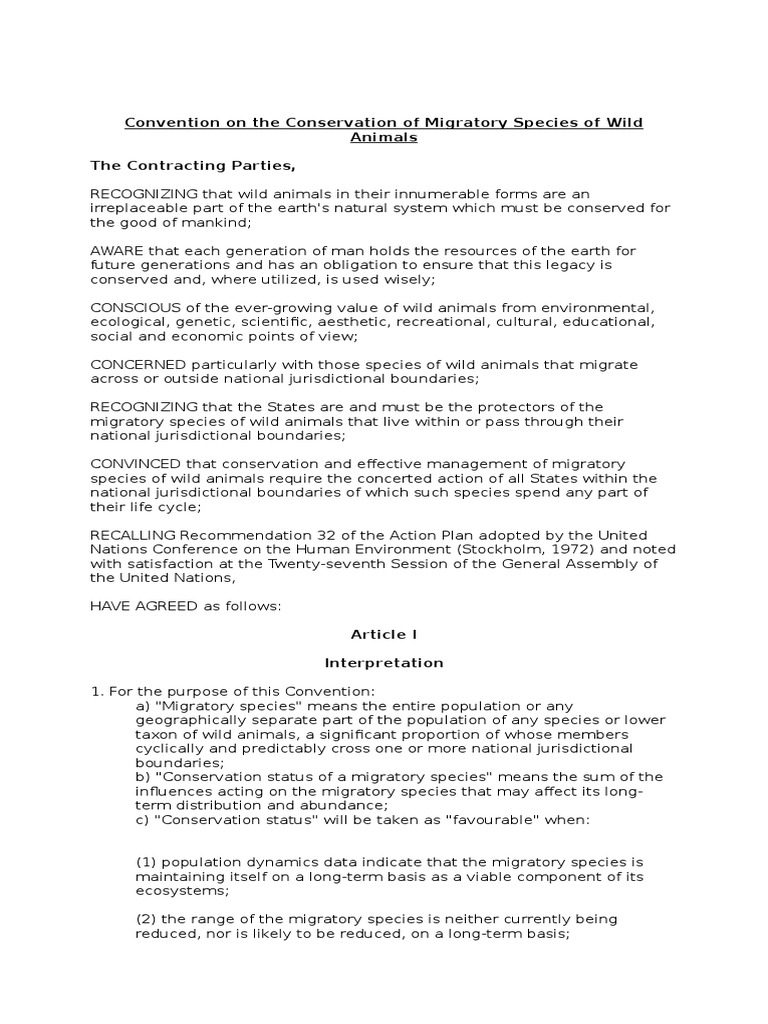 1979 Bonn Convention | PDF | Cites | Endangered Species