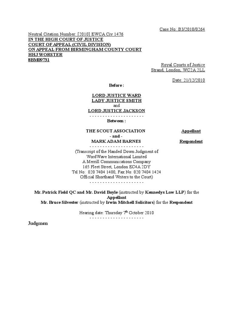 Scout Assoc V Barnes | PDF | Duty Of Care | Negligence