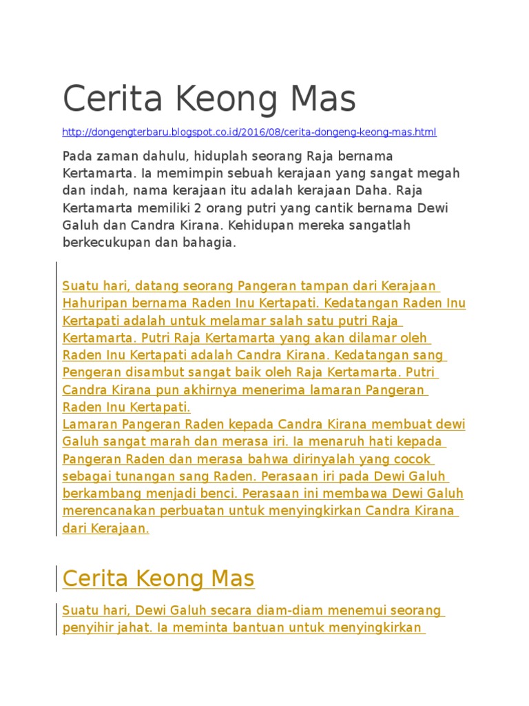 Cerita Keong Mas | PDF