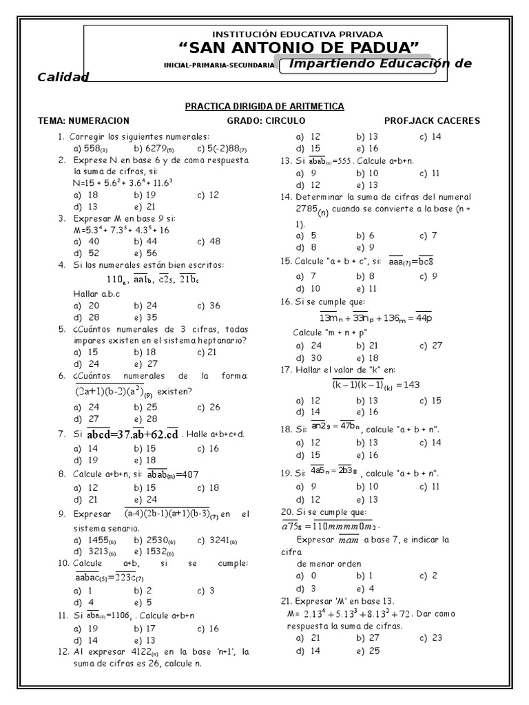 Numeracion | PDF | Notación | Notación Matemática